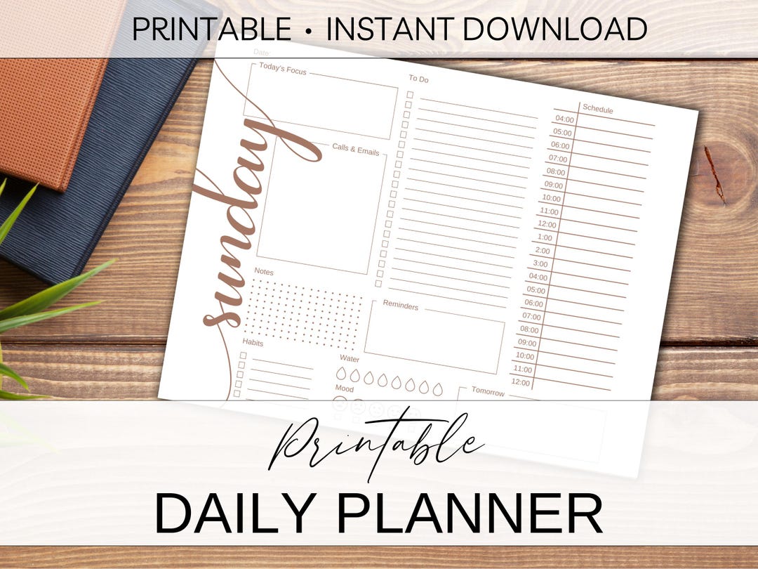 Printable Daily Planner Landscape Minimalist Undated Planner for Daily ...