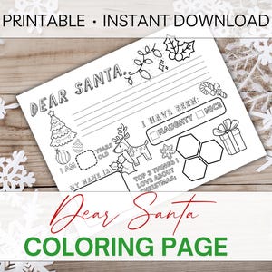 Letter to Santa Coloring Page Printable Dear Santa Letter Christmas ...