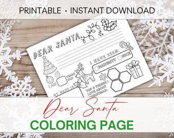 Dear Santa Letter Coloring Page Christmas Wish List Christmas Kids ...
