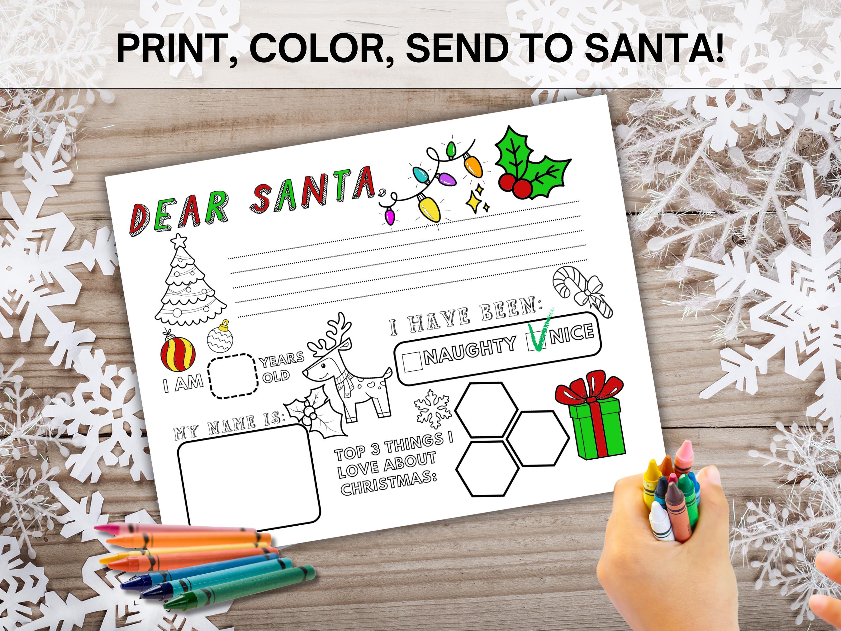 Letter to Santa Coloring Page Printable Dear Santa Letter Christmas ...