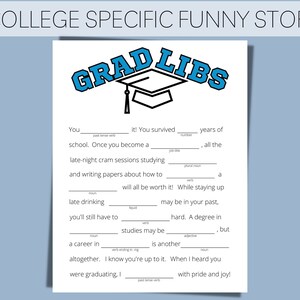 Grad Libs Printable Graduation Fun Graduation Mad Libs Style - Etsy