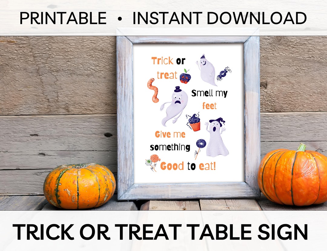 Trick or Treat Table Sign Candy Bowl Take One Sign for Halloween Fun ...