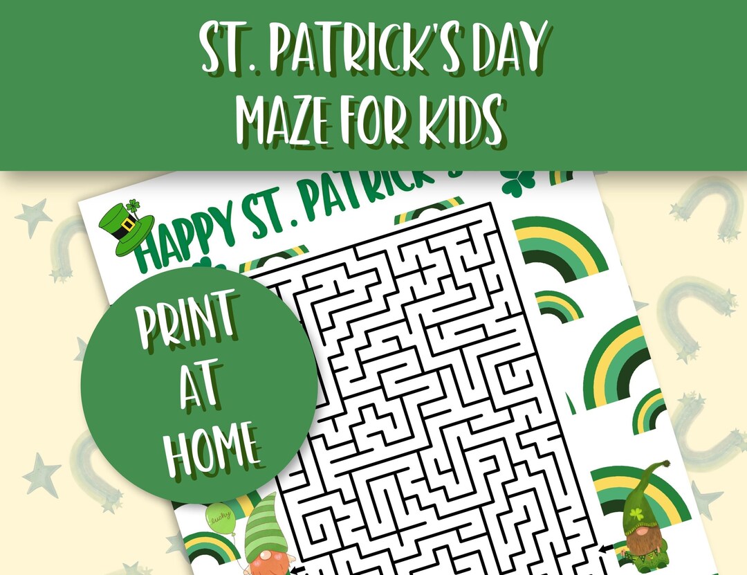St. Patrick's Day Maze for Kids - Printable Instant Digital Download - Etsy