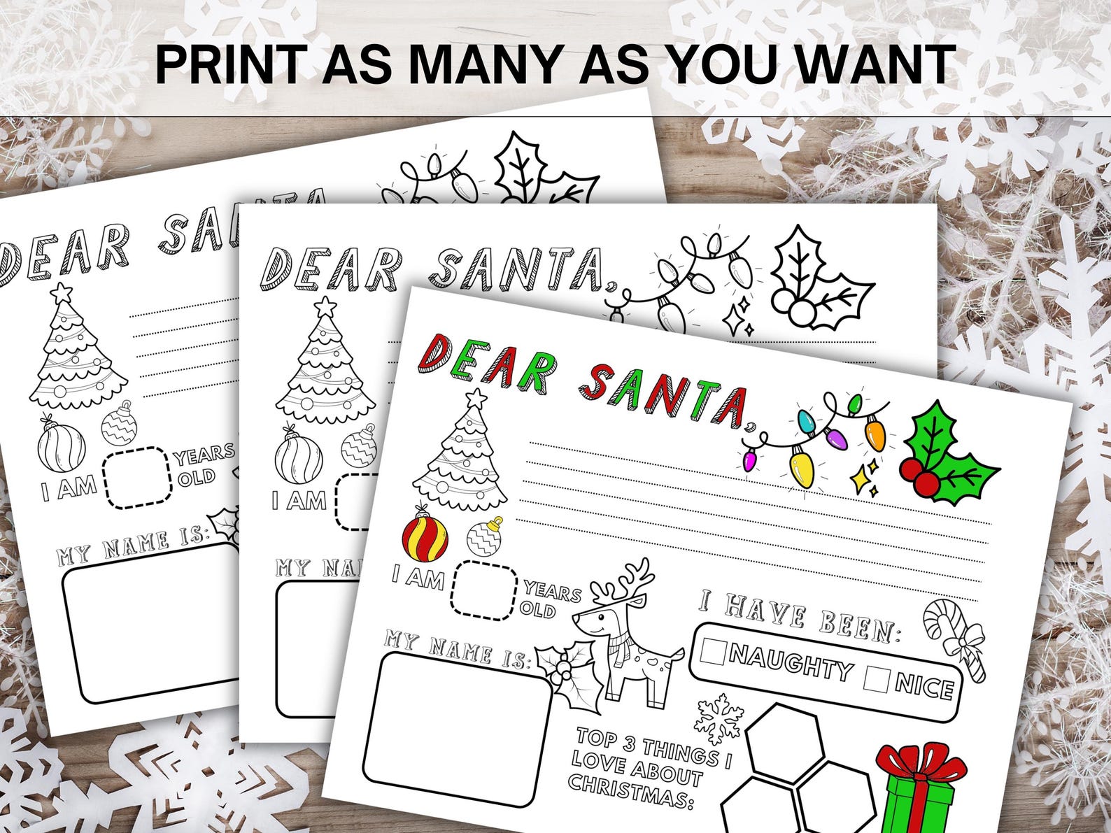 Letter to Santa Coloring Page Printable Dear Santa Letter Christmas ...