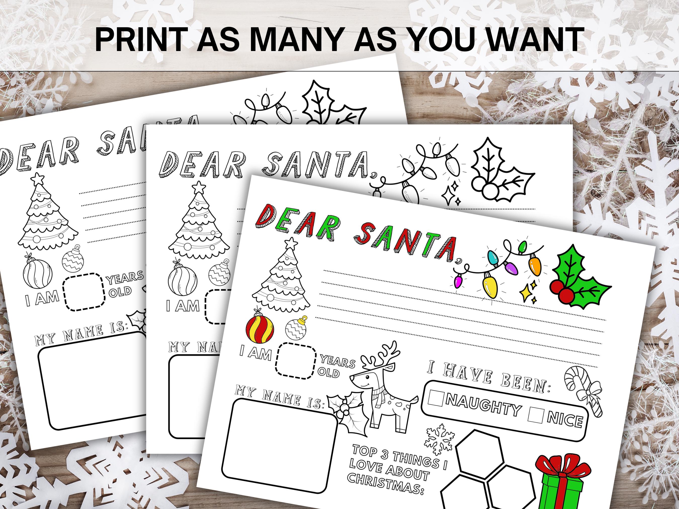 Letter to Santa Coloring Page Printable Dear Santa Letter Christmas ...