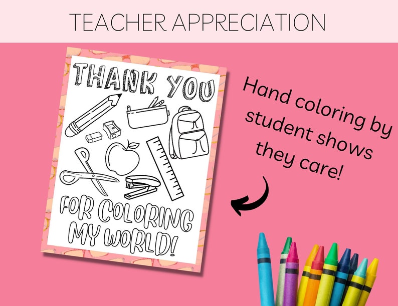 Printable Teacher Appreciation Card Printable Coloring Cards | Etsy