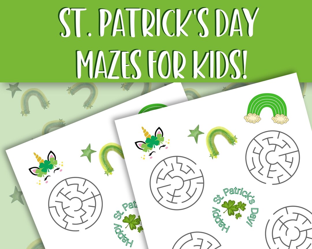 St. Patrick's Day Kids Maze Activity - Etsy
