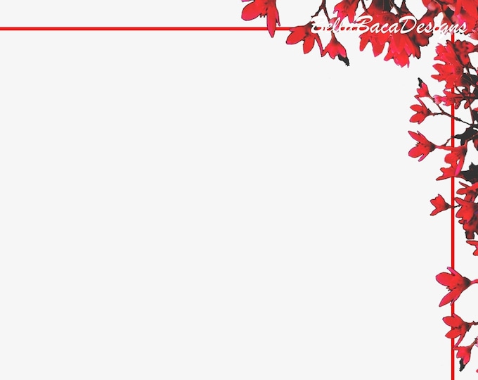 Red White Blue Flower Border Png and Pdf Printable Instant Download ...