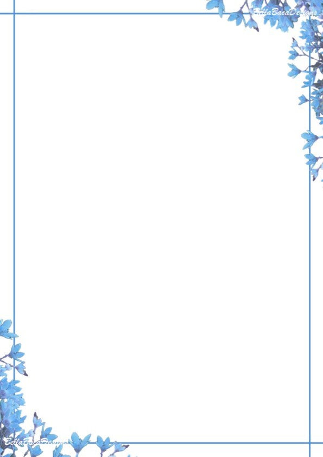 Buy Printable Blue Floral Page Border Corner Designs A4 PNG PDF Online in India - Etsy