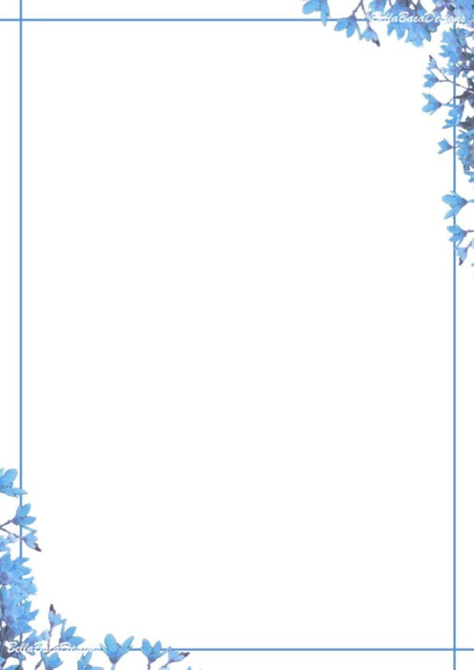 Printable Blue Floral Page Border Corner Designs A4 PNG PDF - Etsy