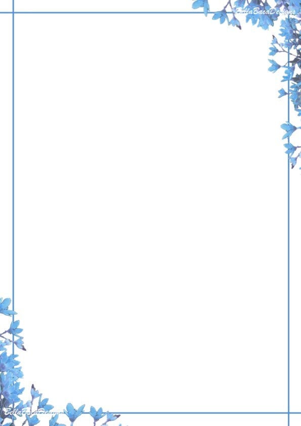 Printable Blue Floral Page Border Corner Designs A4 PNG PDF - Etsy