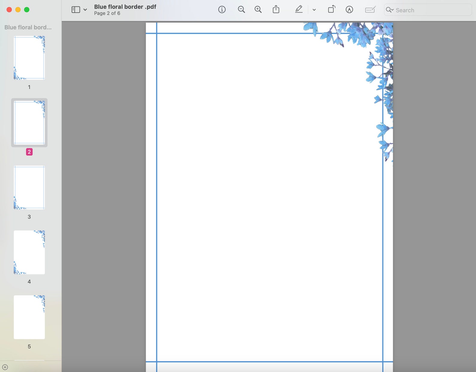Printable Blue Floral Page Border Corner Designs A4 PNG PDF - Etsy