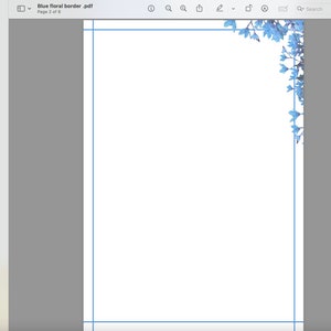 Printable Blue Floral Page Border Corner Designs A4 PNG PDF - Etsy