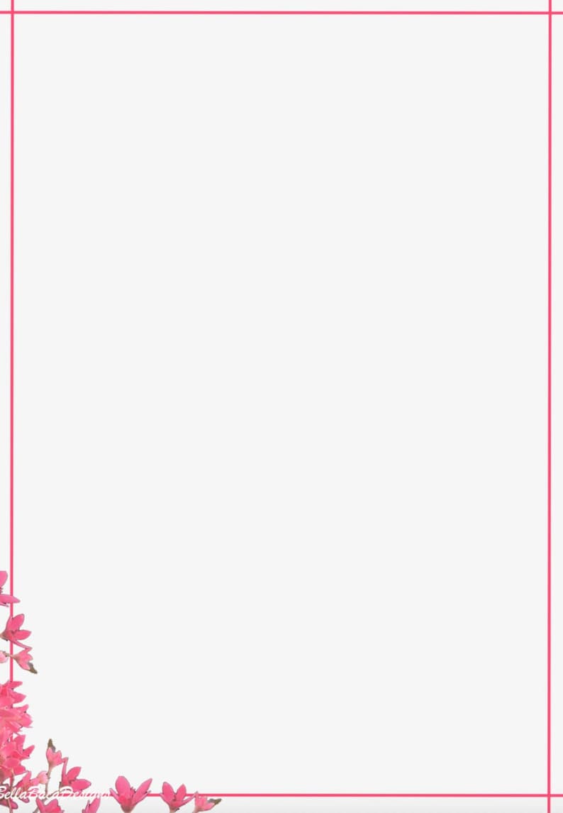 Printable Pretty in Pink Floral Flower Page Border and Page Corner ...