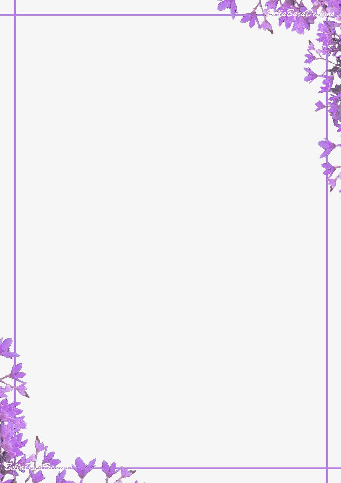 Printable Pretty Lavender Purple Floral Page Border Designs A4 PNG PDF ...