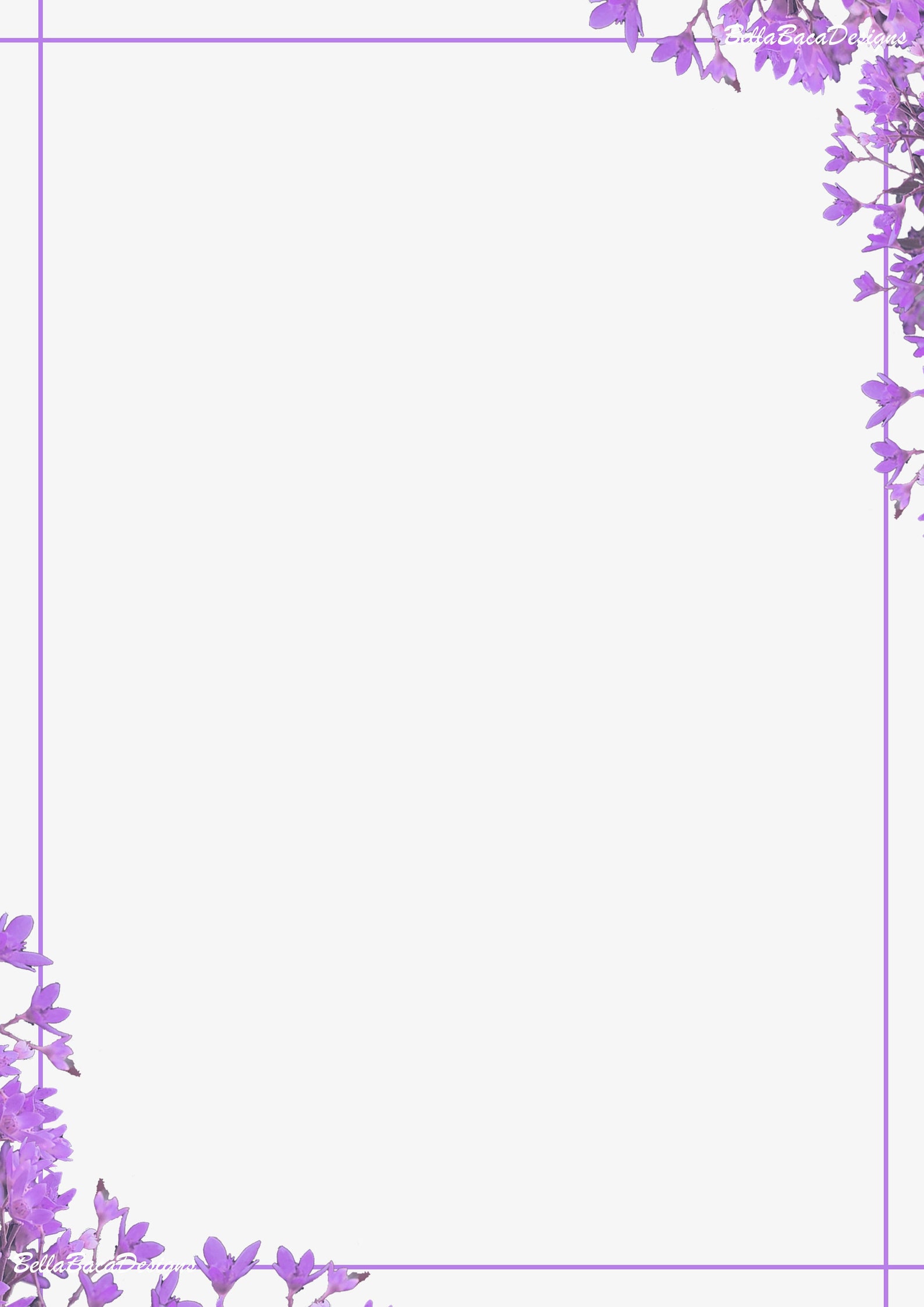 Printable Pretty Lavender Purple Floral Page Border Designs A4 PNG PDF ...