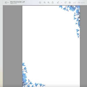 Printable Blue Floral Page Border Corner Designs A4 PNG PDF - Etsy