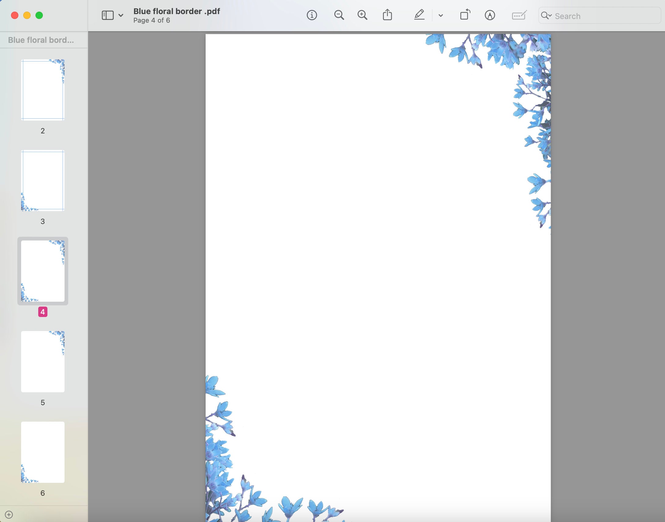 Printable Blue Floral Page Border Corner Designs A4 PNG PDF - Etsy