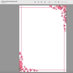 Printable Pretty in Pink Floral Flower Page Border and Page Corner ...