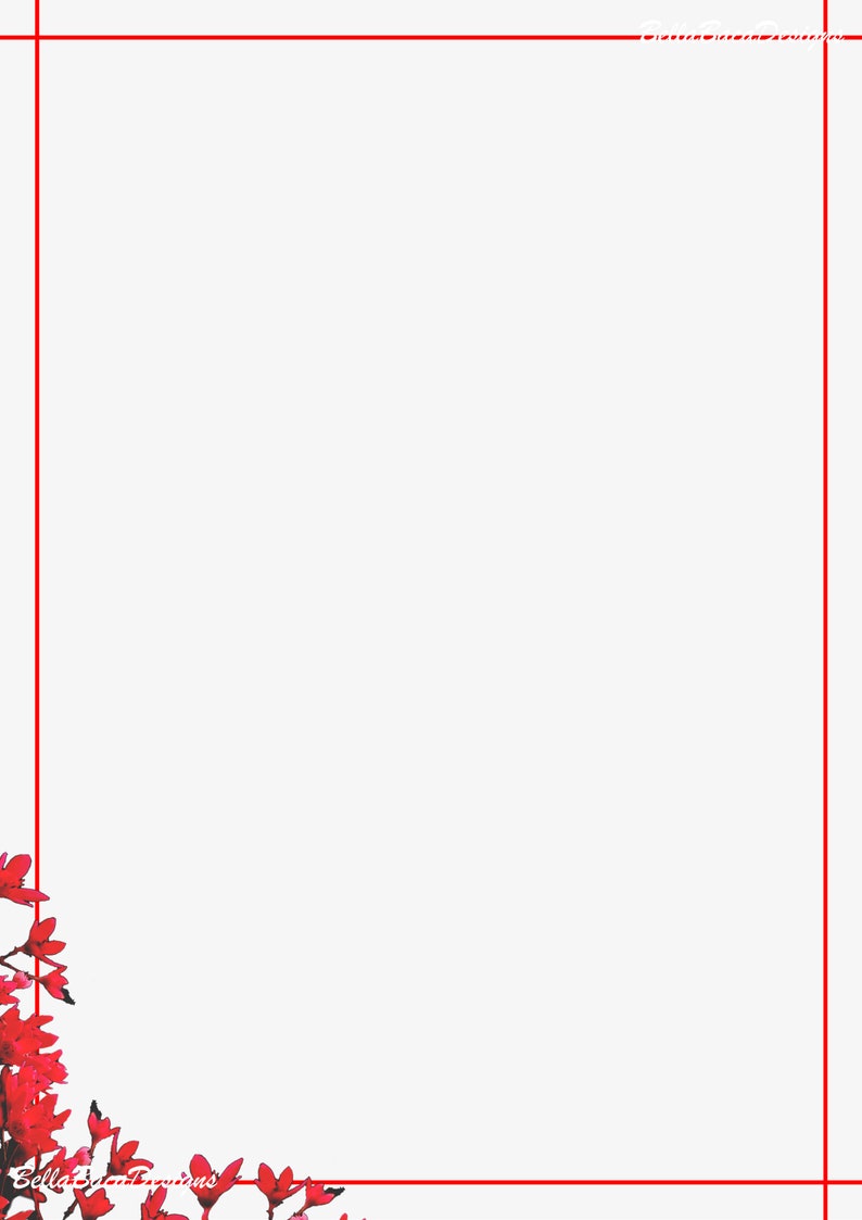 Printable Pretty Red Floral Page Border Designs A4 PNG PDF - Etsy Australia