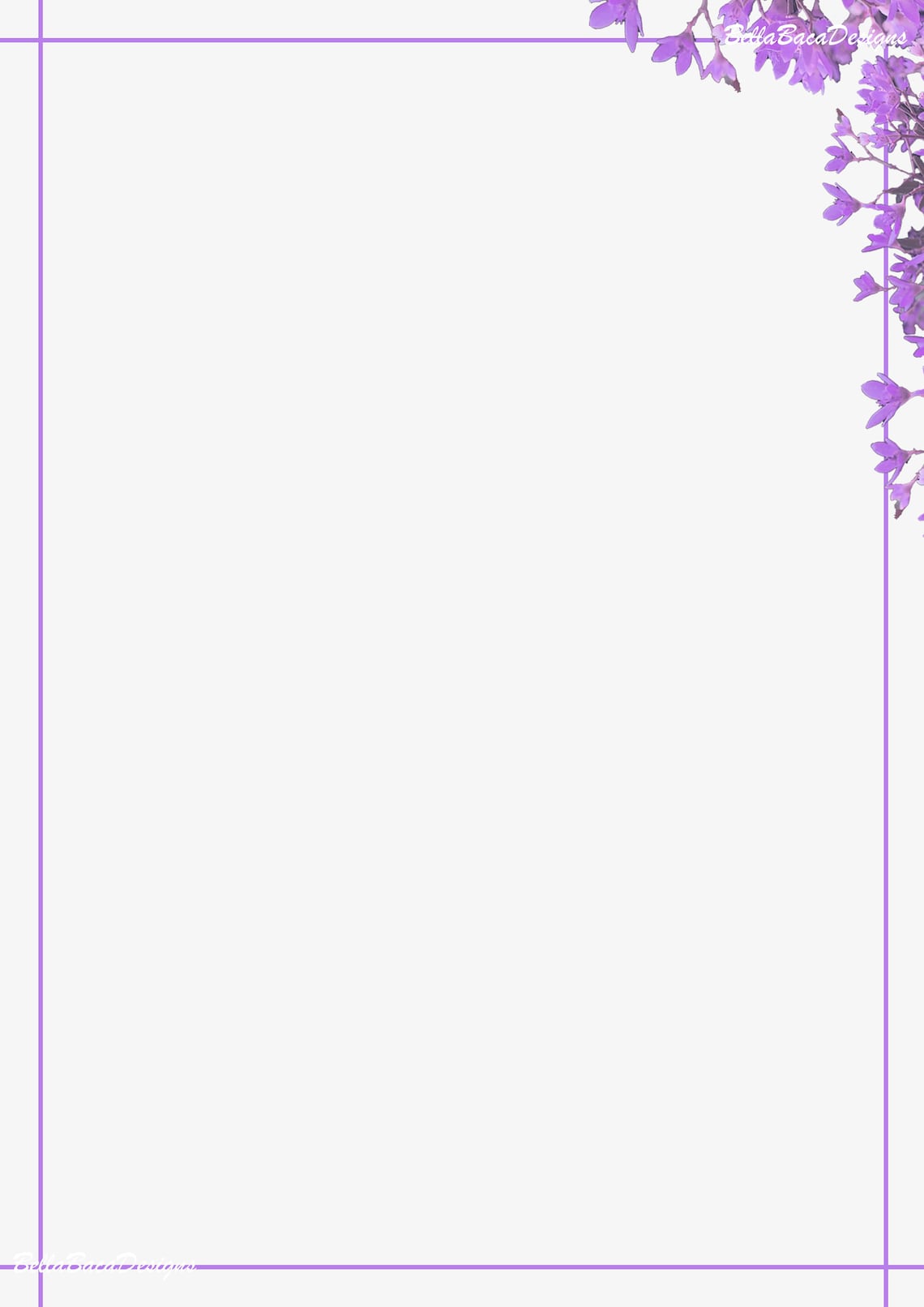 Printable Pretty Lavender Purple Floral Page Border Designs A4 PNG PDF ...