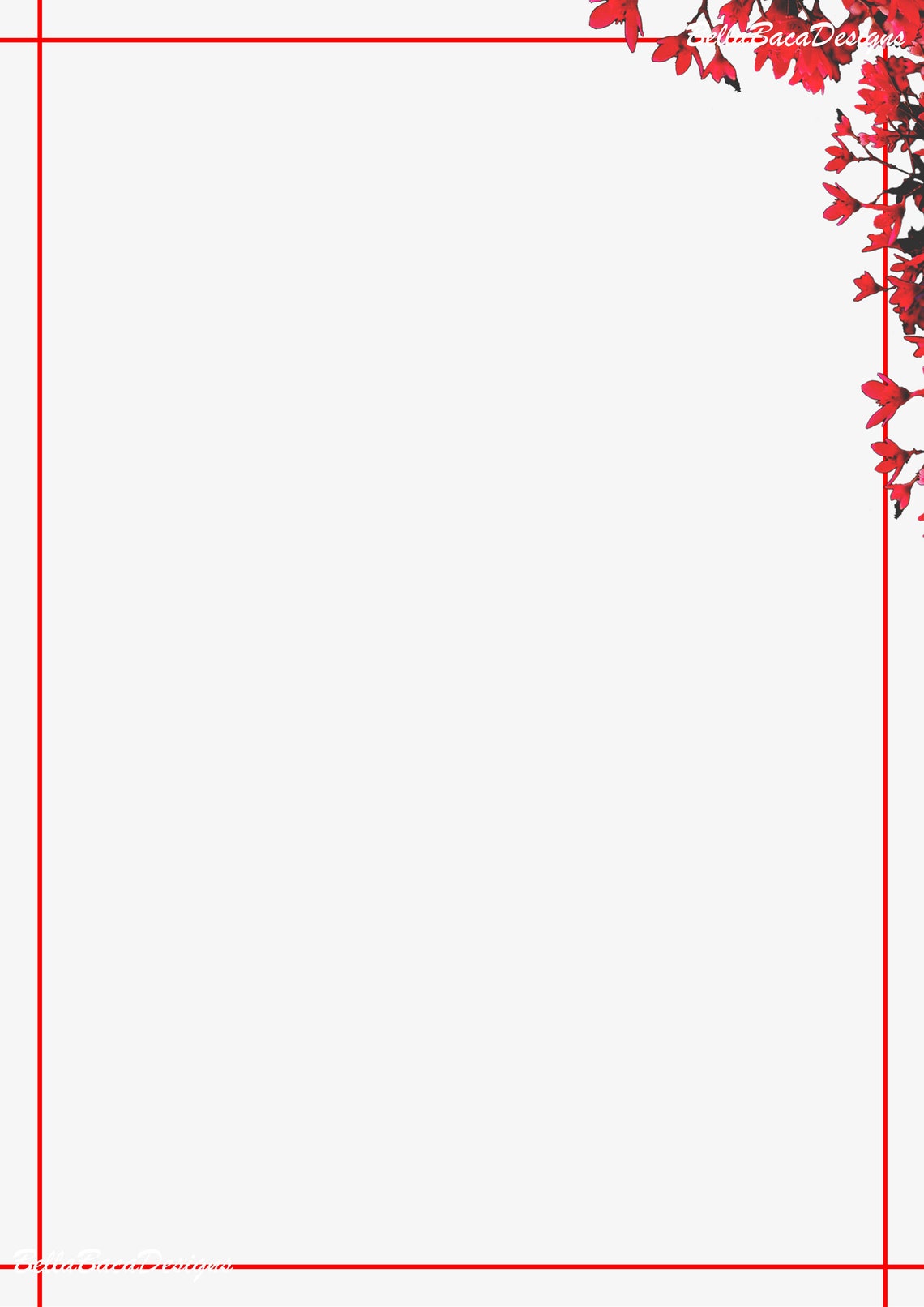 Buy Valentine's Printable Red Floral Page Border Design A4 PNG PDF ...