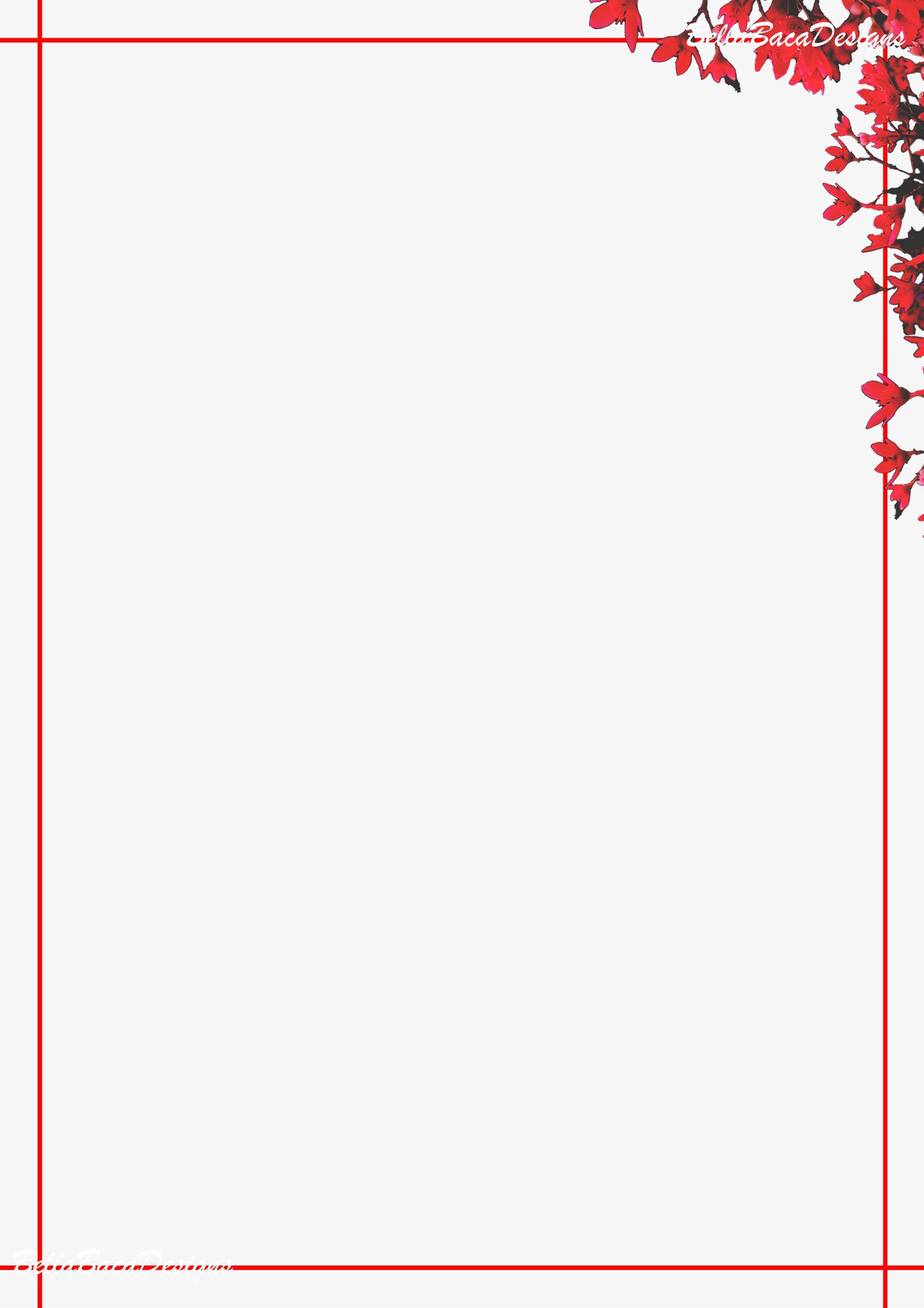 Buy Valentine's Printable Red Floral Page Border Design A4 PNG PDF ...