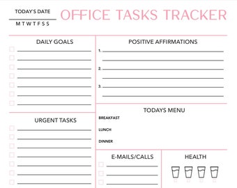 Office Task Tracker Printable Office Organizer Work Planner Work to Do ...