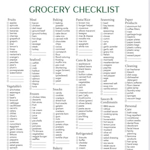 Grocery List Food Shopping List Printable Digital | Etsy Australia
