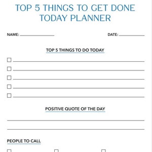 Top 5 Things to Do Daily Planner | to Do List | Compatible With ...