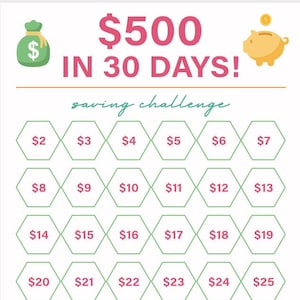 Save 500 Dollars in 30 Days | Savings Challenge | Compatible With ...