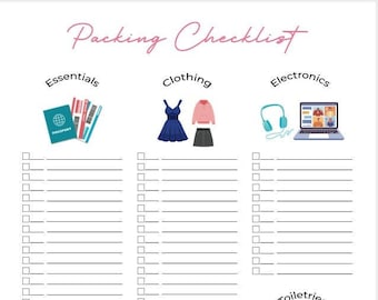 Travel Packing List Compatible With Goodnotes, Notability Etc Printable ...