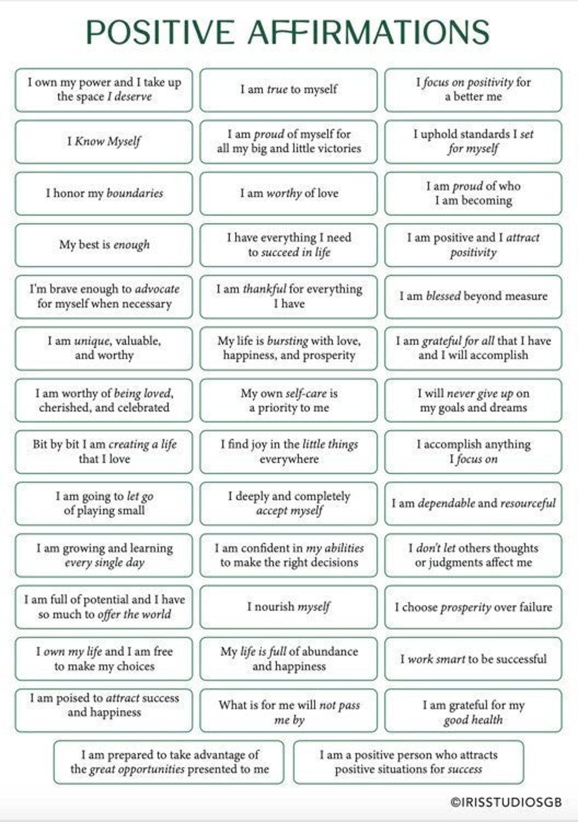 Positive Affirmations for Peace, Love, Joy and Success Digital Template ...