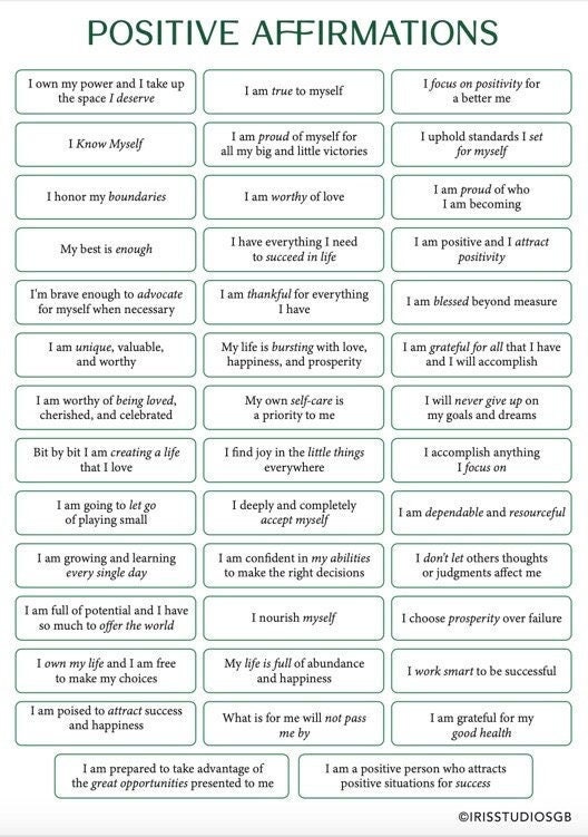 Positive Affirmations for Peace, Love, Joy and Success Digital Template ...