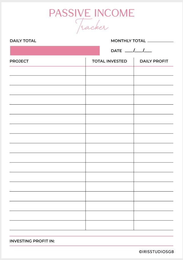 Passive Income Tracker Printable |income Sheet |budget Planning |income ...