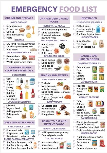 Emergency Food List Printable | Essential Foods | A4 Size | Instant ...