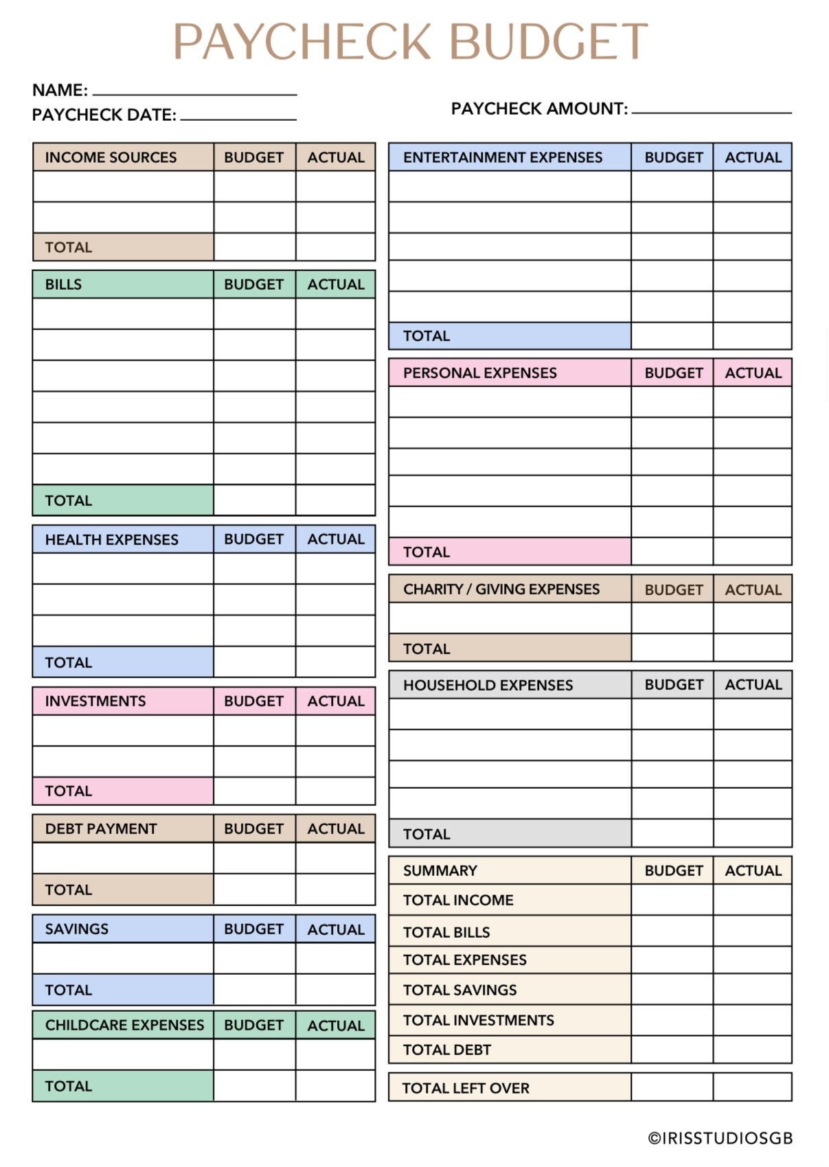 Simple Paycheck Budget Printable | Paycheck Planner | Digital Paycheck ...