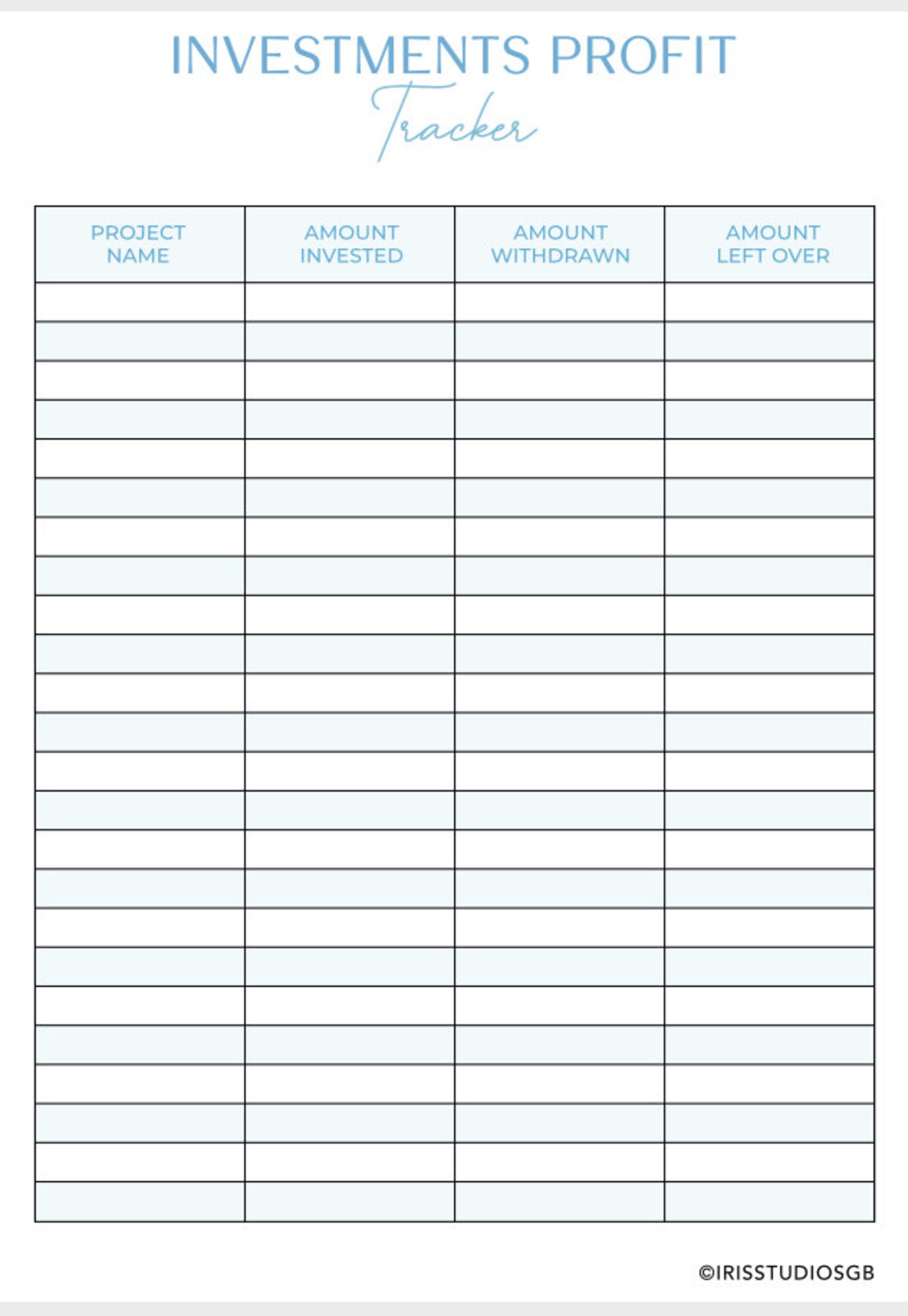 Investment Profit Tracker | Investment Income Tracker | Profit and Loss ...