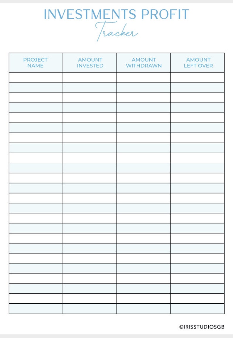 Investment Profit Tracker | Investment Income Tracker | Profit and Loss ...
