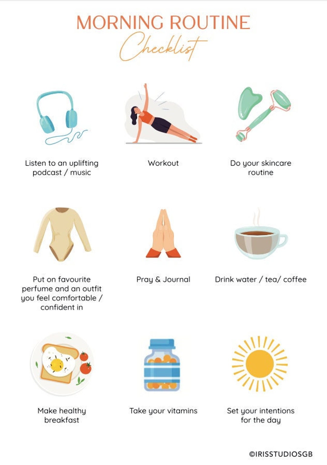 Self Care Morning Routine Printable | Self Love Worksheet | Mental ...