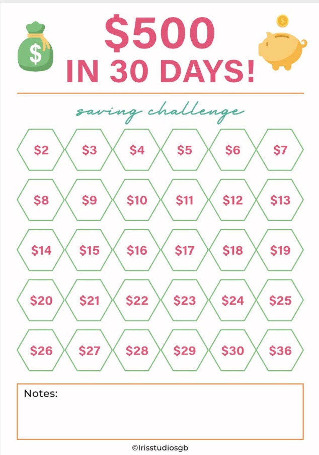 Save 500 Dollars in 30 Days | Savings Challenge | Compatible With ...