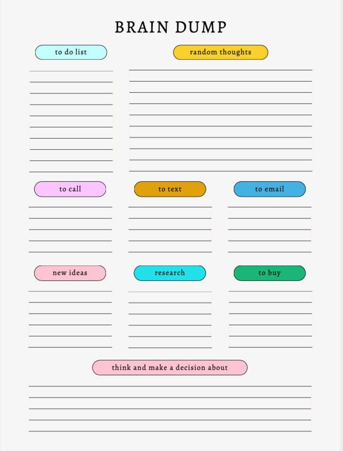 Brain Dump Planner | ADHD Daily Planner | Productivity Planner | to Do ...