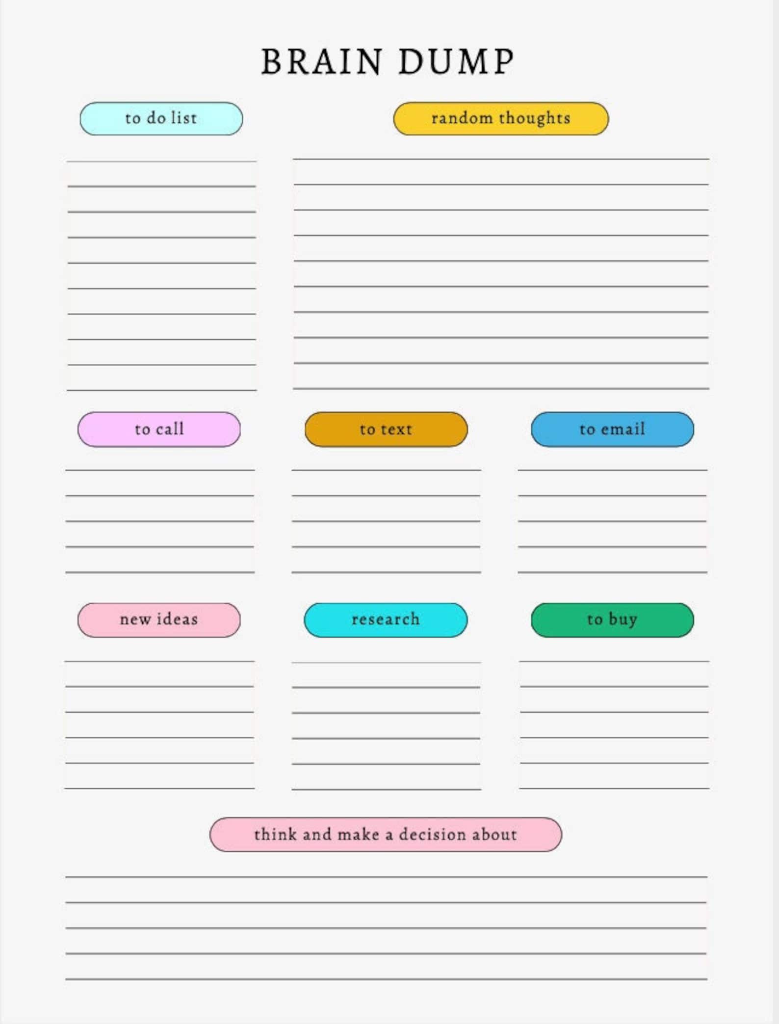 Brain Dump Planner | ADHD Daily Planner | Productivity Planner | to Do ...