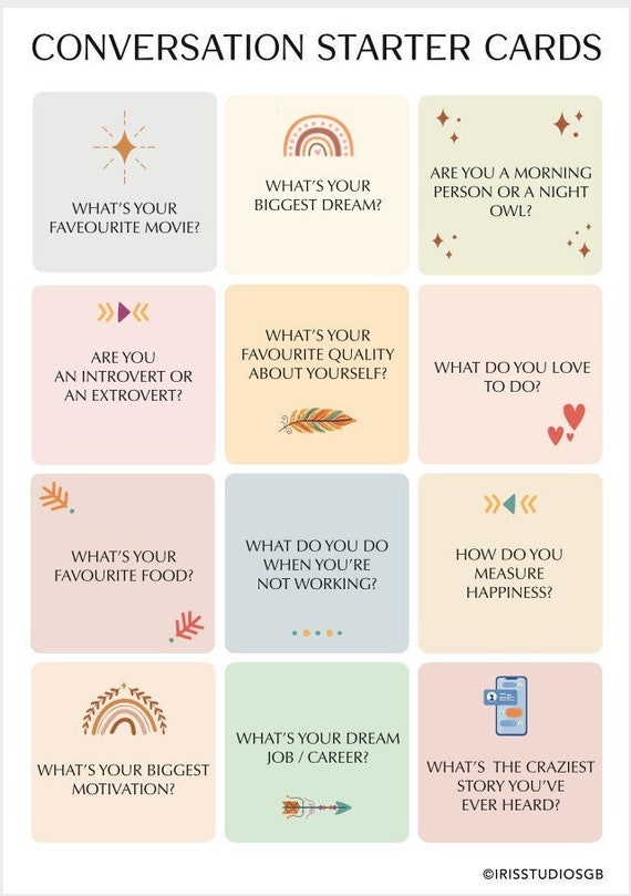 Conversation Cards Conversation Starter Cards Ice Breaker - Etsy