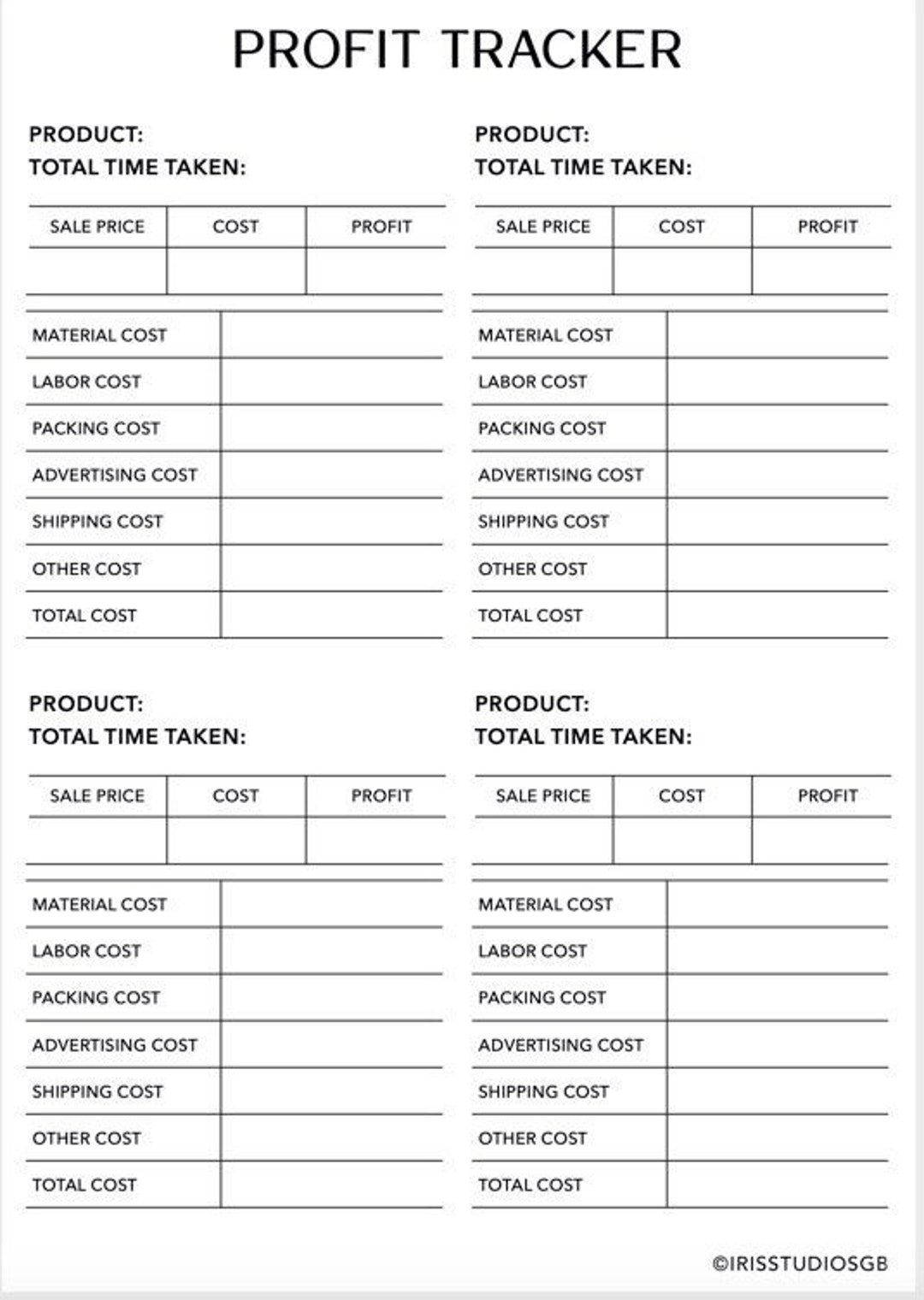 Profit Tracker for E-commerce Business Product Based Business ...