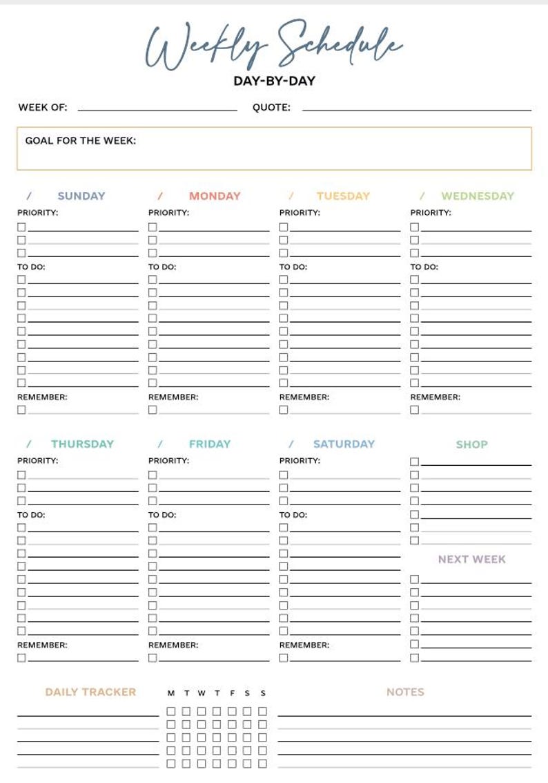 Weekly Planner | Printable Planner | Minimalist Weekly Planner | Week ...