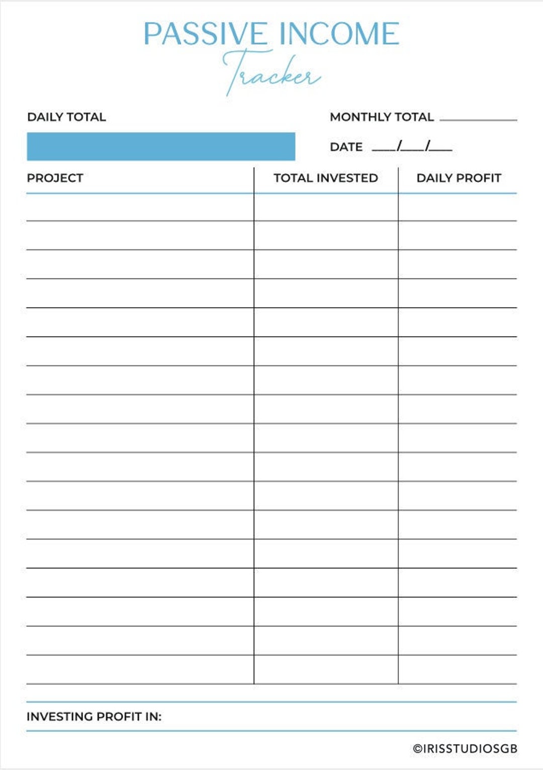 Passive Income Tracker Printable |income Sheet |budget Planning |income ...