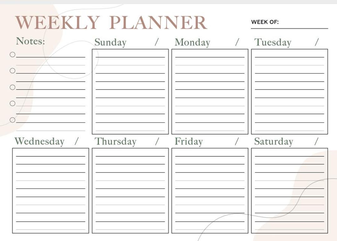 Weekly Planner | Printable Planner | Minimalist Weekly Planner | Week ...