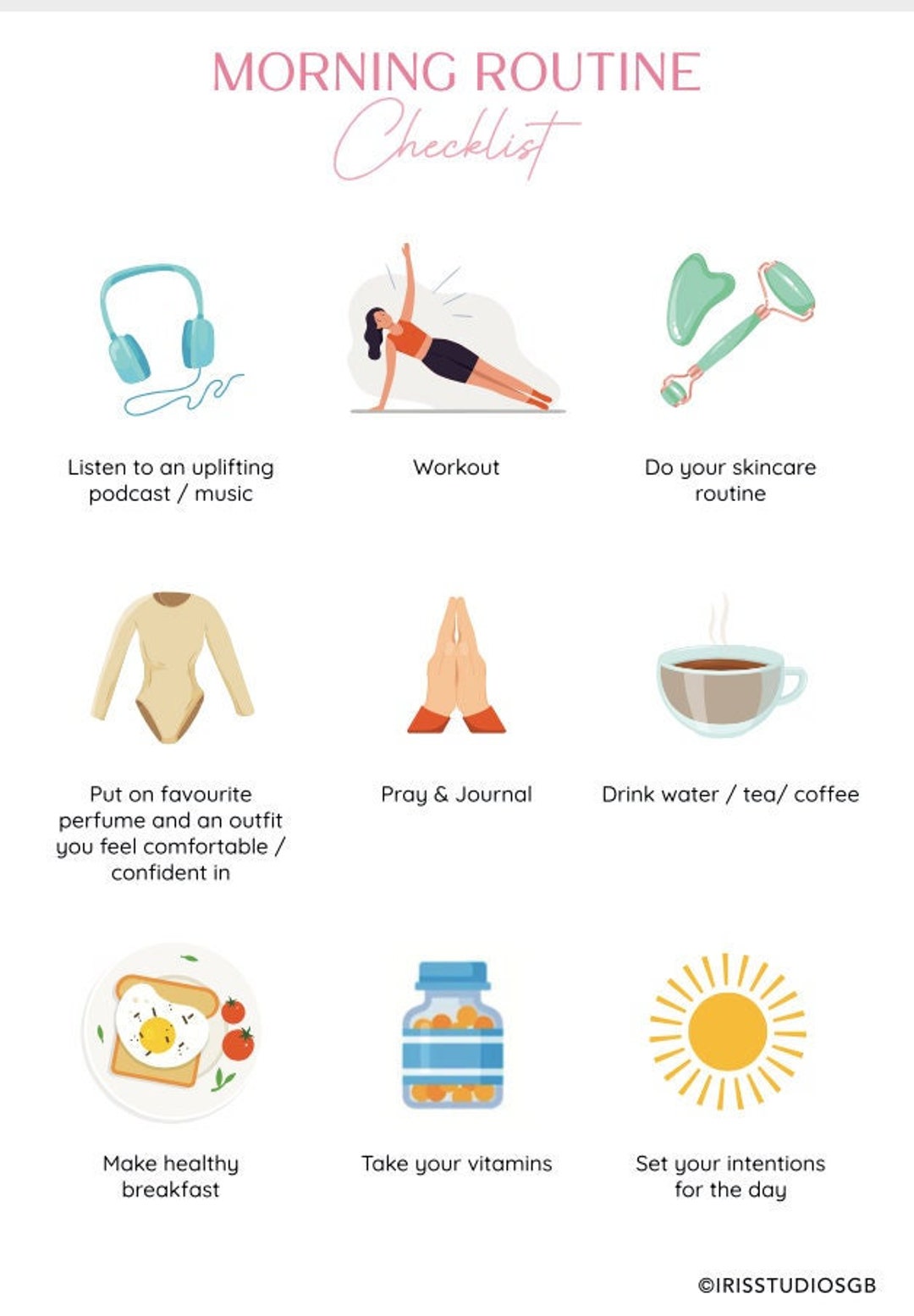 Self Care Morning Routine Printable | Self Love Worksheet | Mental ...