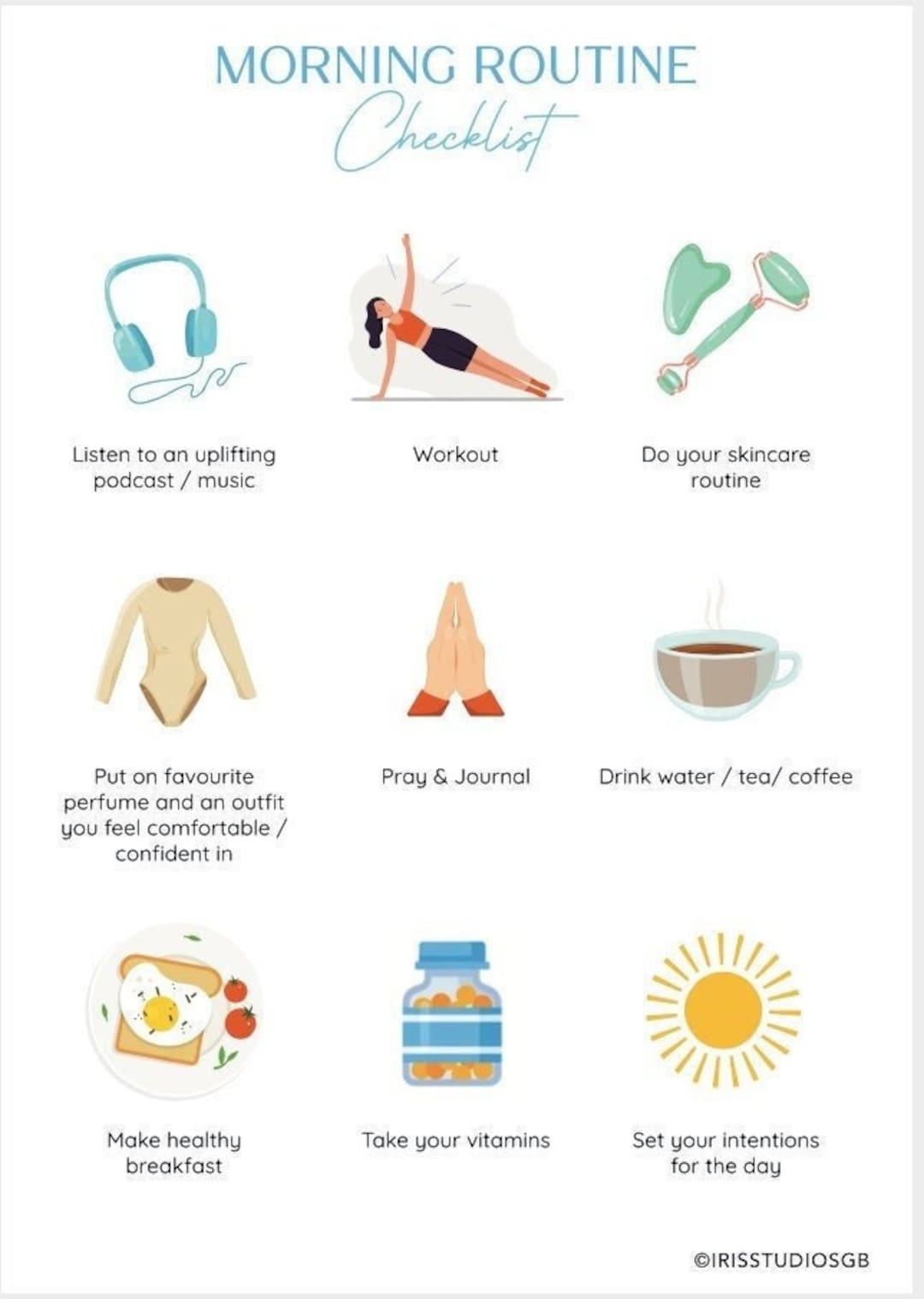 Self Care Morning Routine Printable Self Love Worksheet Mental Health ...